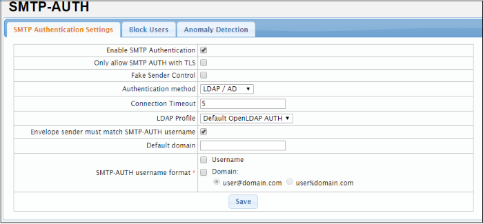 SMTP Authentication Settings, SMTP Server Authentication, Comodo Secure Email Gateway | Comodo